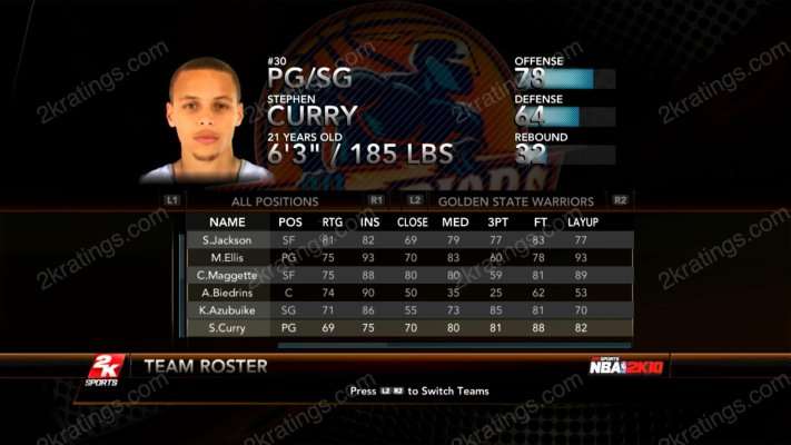 Stephen Curry NBA 2K26 Rating (Current Golden State Warriors)